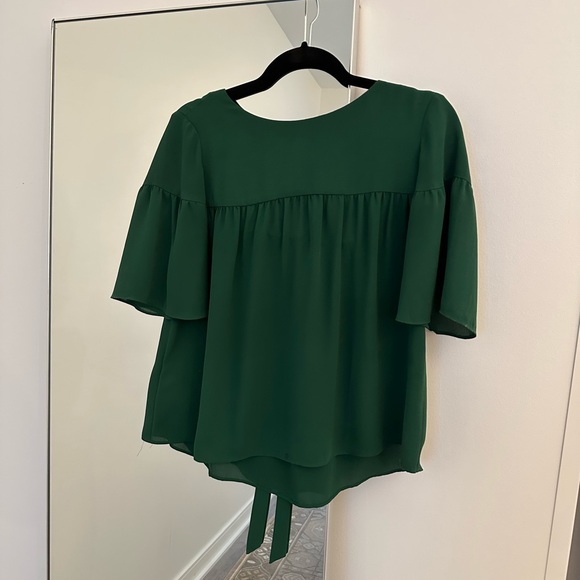 Halogen | Tops | Halogen Emerald Green Chiffon Blouse | Poshmark